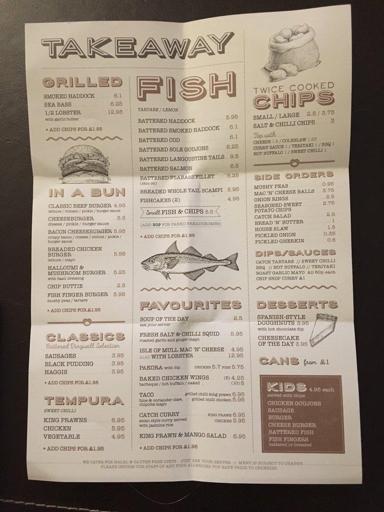 Menu at Catch restaurant, Glasgow, 186 Fenwick Rd