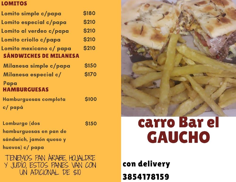 Menu at Carro Bar El GAUCHO, Santiago del Estero