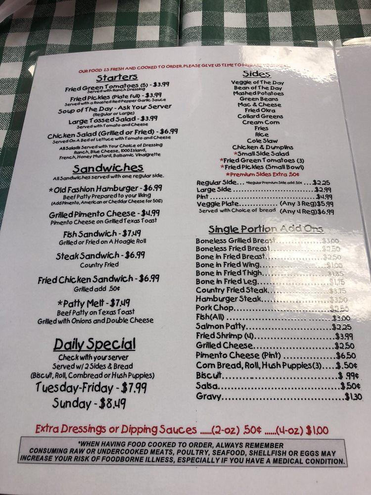 Menu at Country Cooking Depot restaurant, Stockbridge