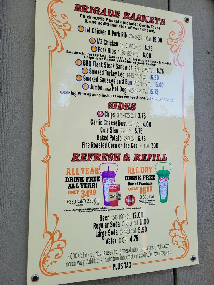 Menu at Fireman's Brigade Barbecue, Buena Park