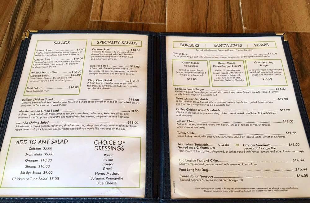 Menu at Bamboo Beach Tiki Bar & Cafe, Fort Lauderdale