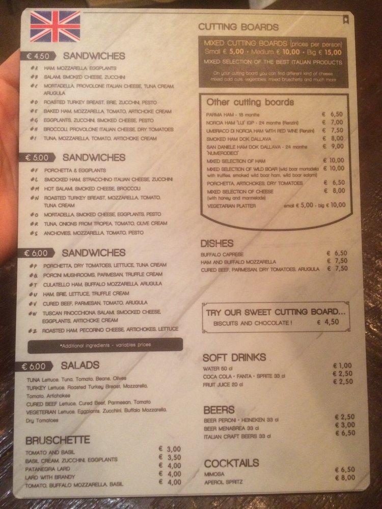Menu da Pane e Salame pub & bar, Roma, Via Santa Maria in Via