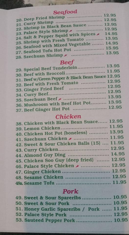 Menu at Original South China Sea Restaurant, Lacombe, Highway St