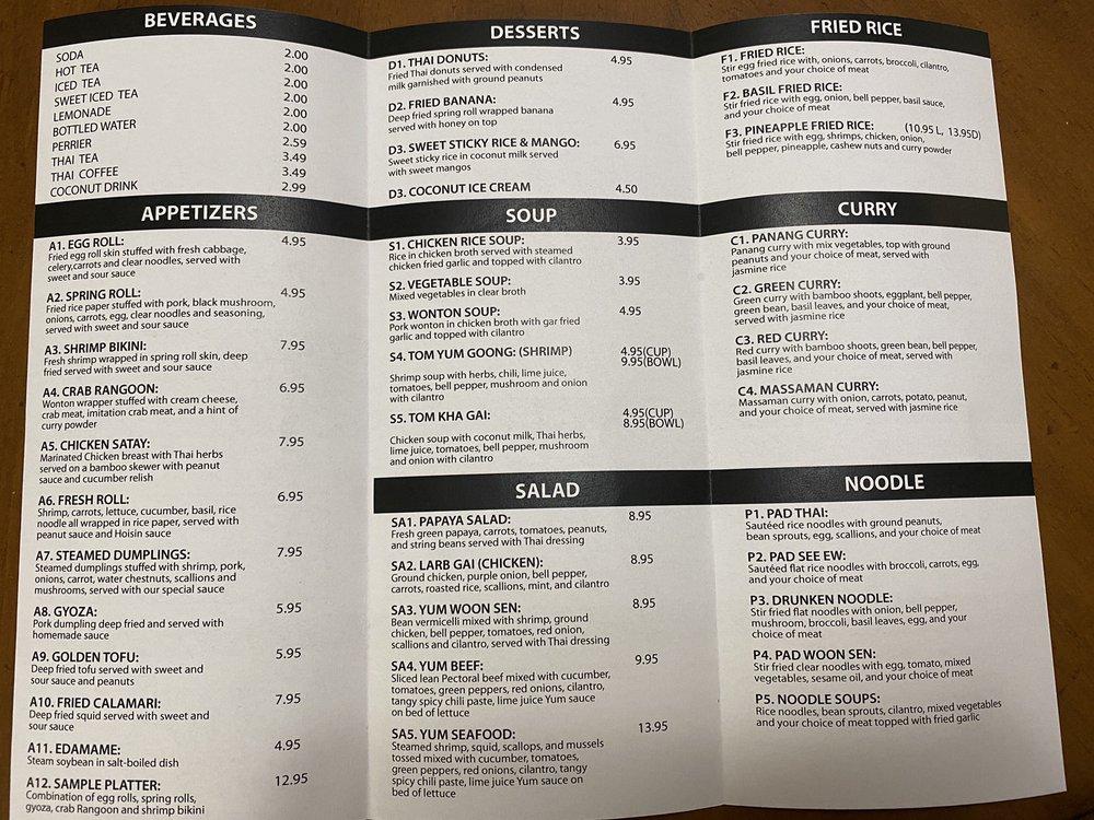 Menu at THAI STICKY RICE restaurant, Valrico