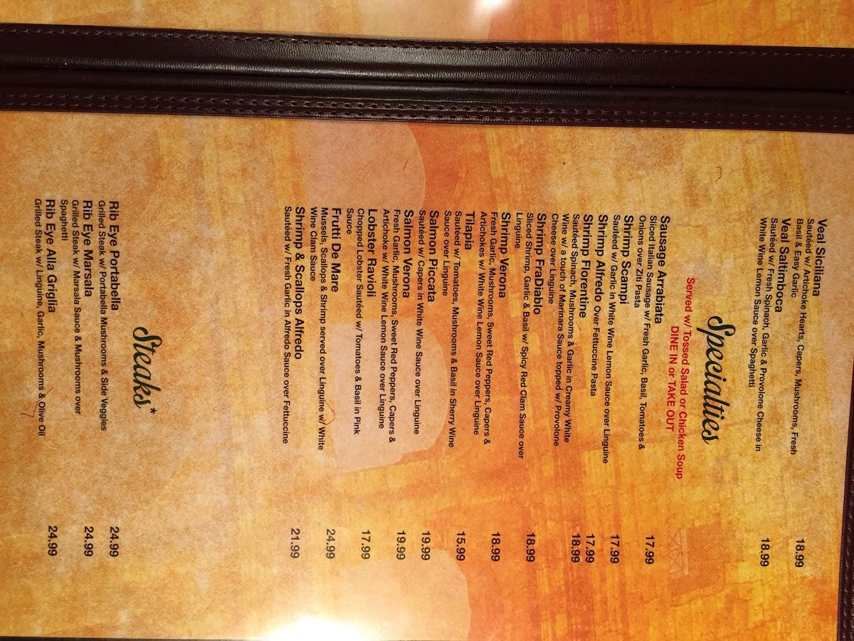 Menu at Bella Sera of Boerne pizzeria, Boerne