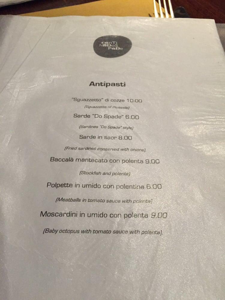 Menu at Cantina Do Spade pub & bar, Venice