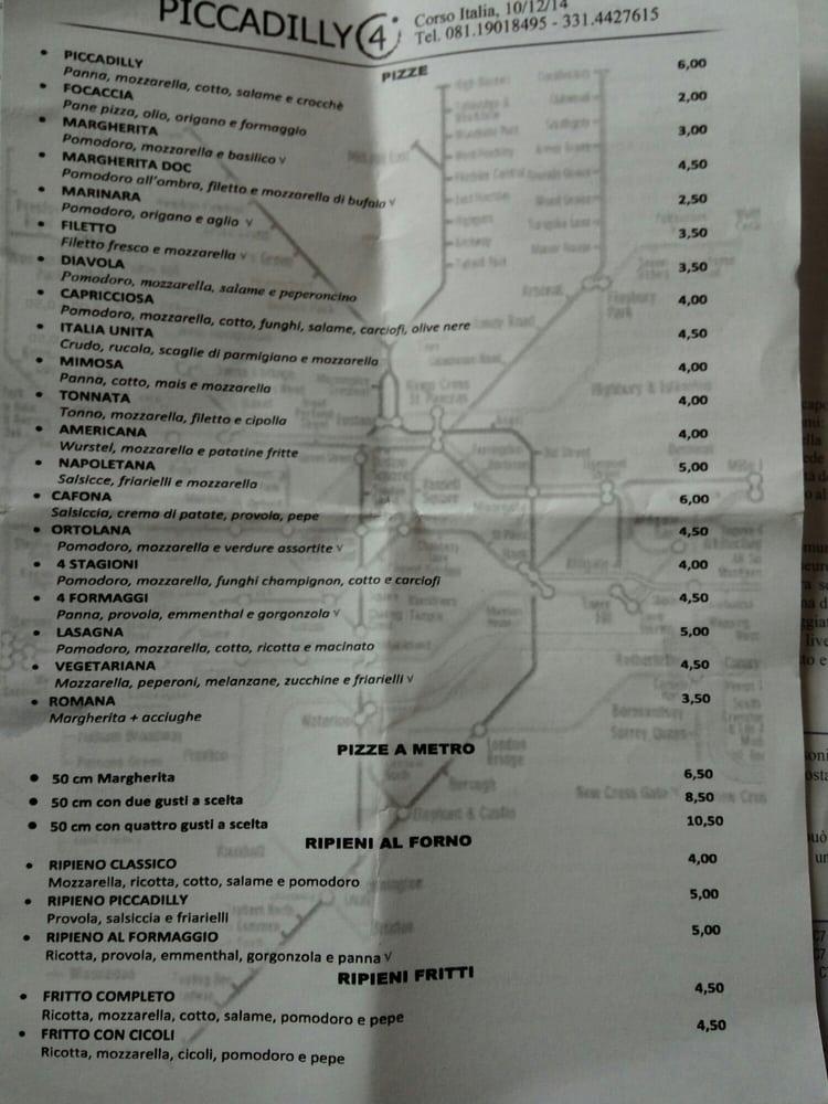 Menu at Piccadilly 2.0 by Cristian Iengo pizzeria, Quarto