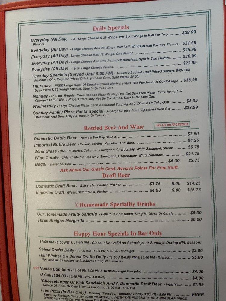 Menu at Pullano's Pizza pizzeria, Glendale