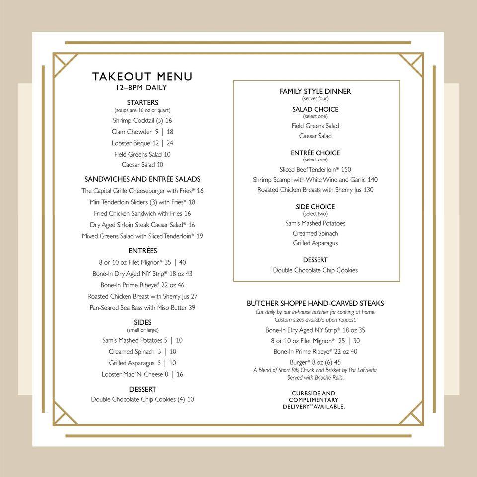 Menu at The Capital Grille pub & bar, Seattle