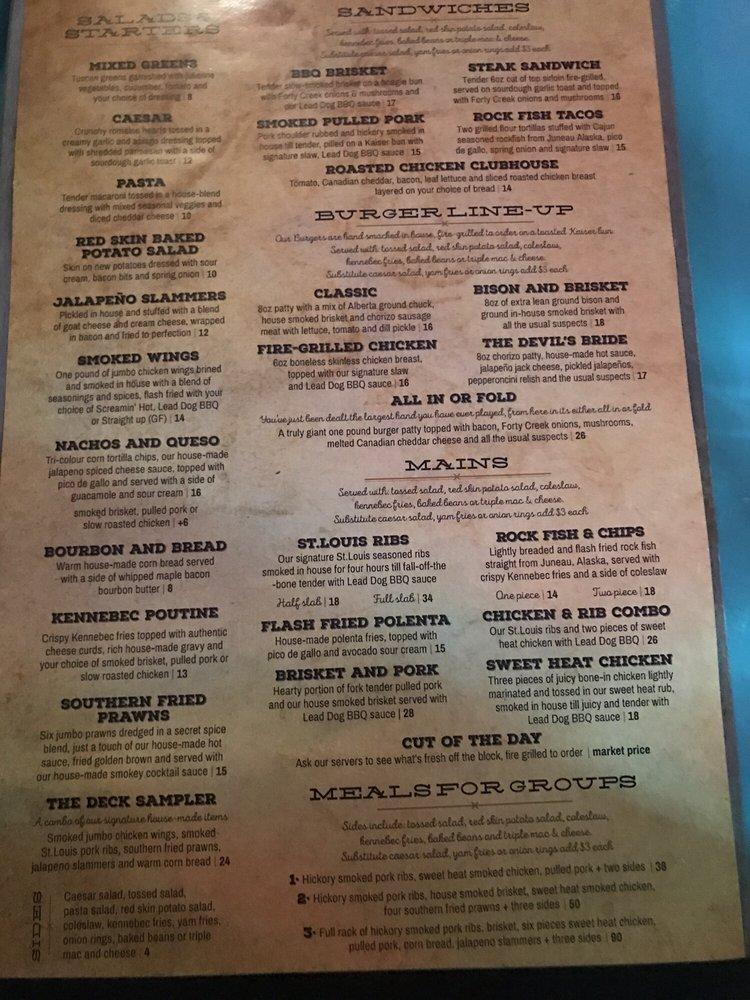 Menu at The Deck pub & bar, Whitehorse