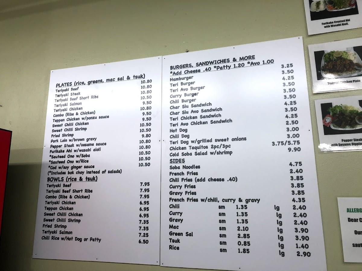 Menu at Bachan's Take Out restaurant, Monterey Park