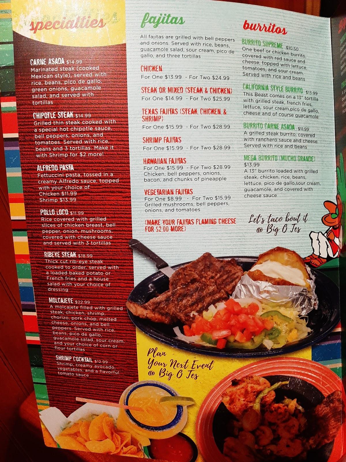 Menu at BigOtes desserts, Pensacola