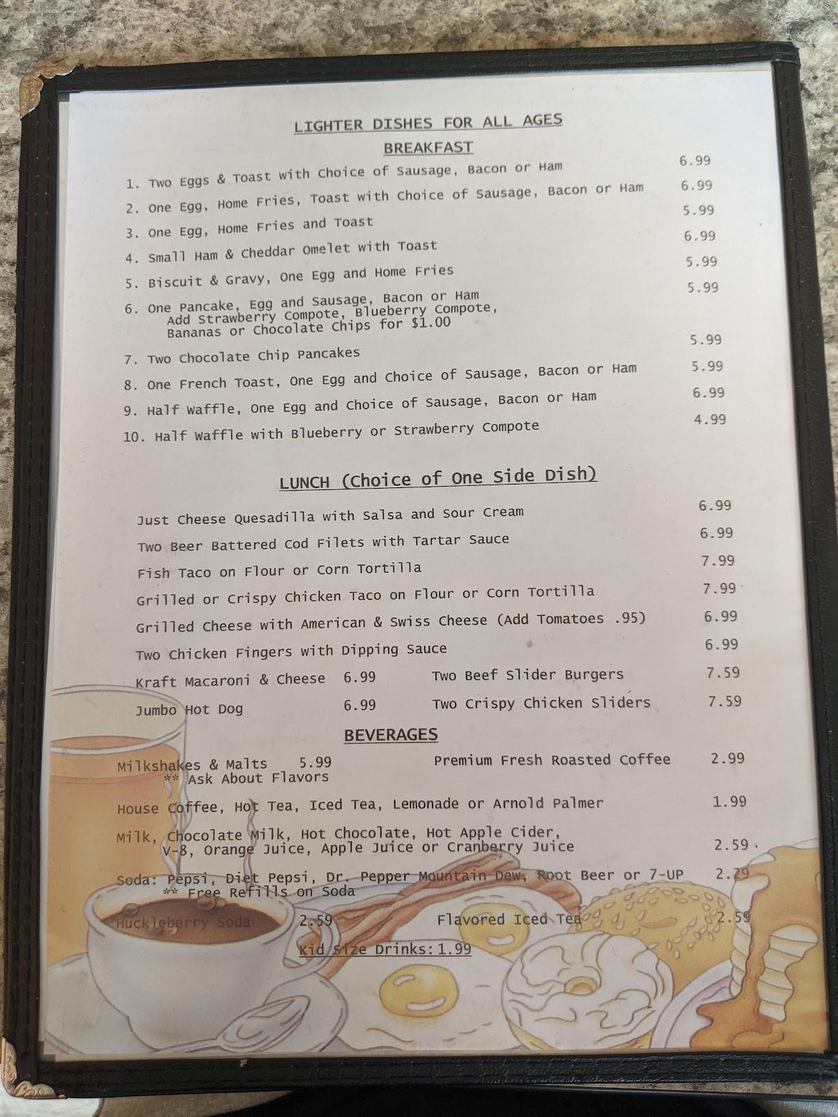 Menu at Black Bear Cafe, Thermopolis