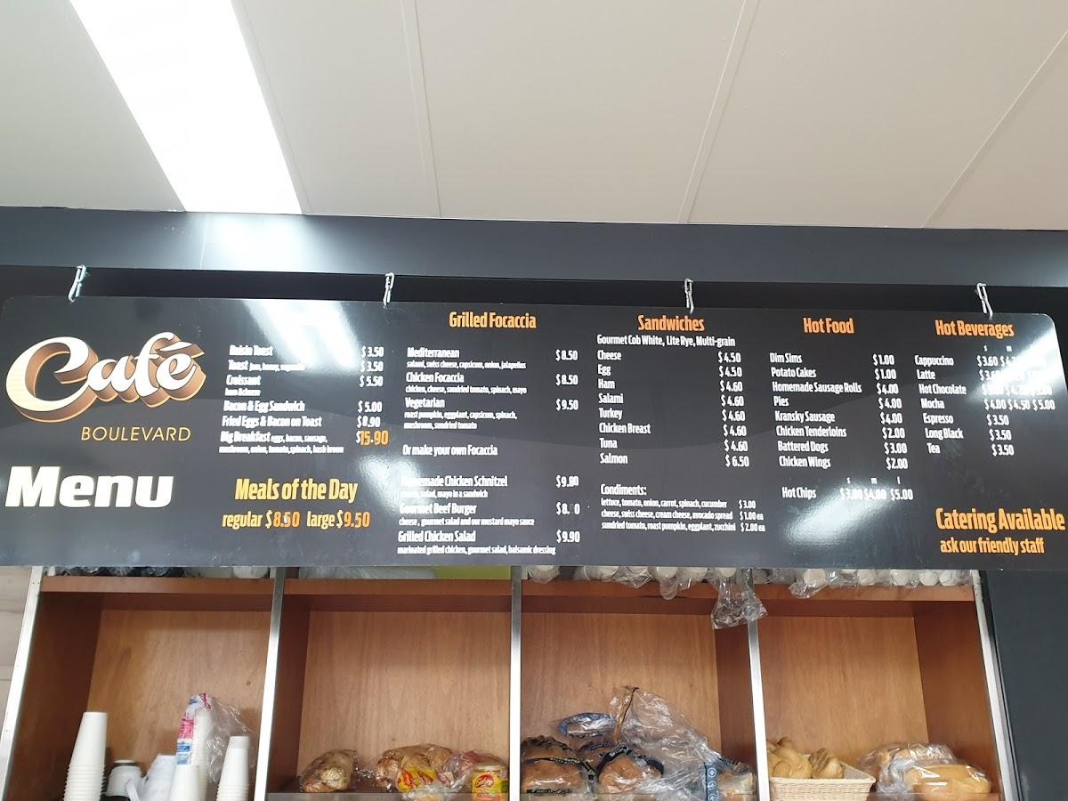 Menu at Cafe Boulevard, Keysborough