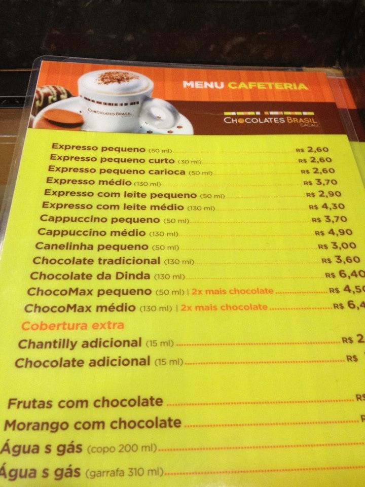 Menu em Chocolates Brasil Cacau, Goiânia, R. 9, 1606