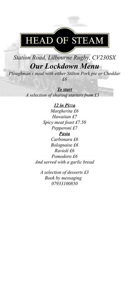 Menu at Head Of Steam, Wi chef ltd. pub & bar, Rugby
