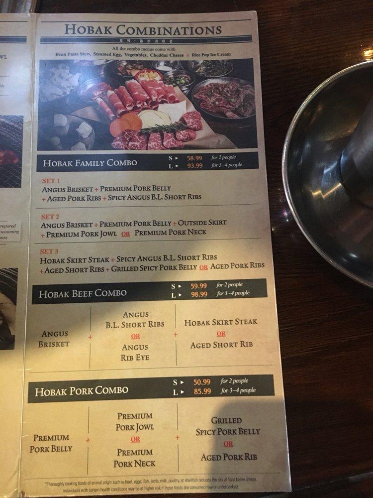Menu at Hobak Korean BBQ, Las Vegas