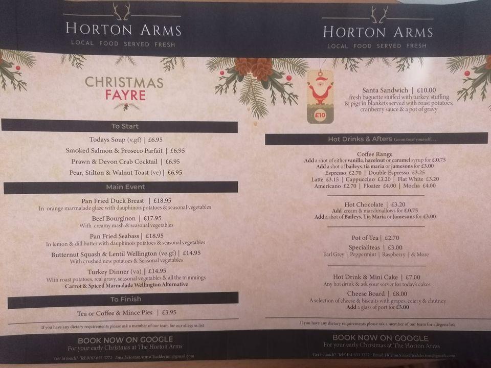 Menu at The Horton Arms pub & bar, Oldham