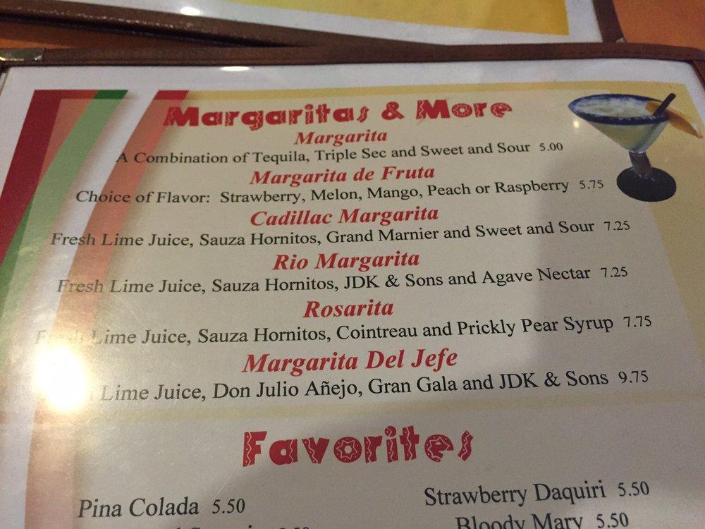 Menu at Manuel's Mexican Restaurant, Green Valley