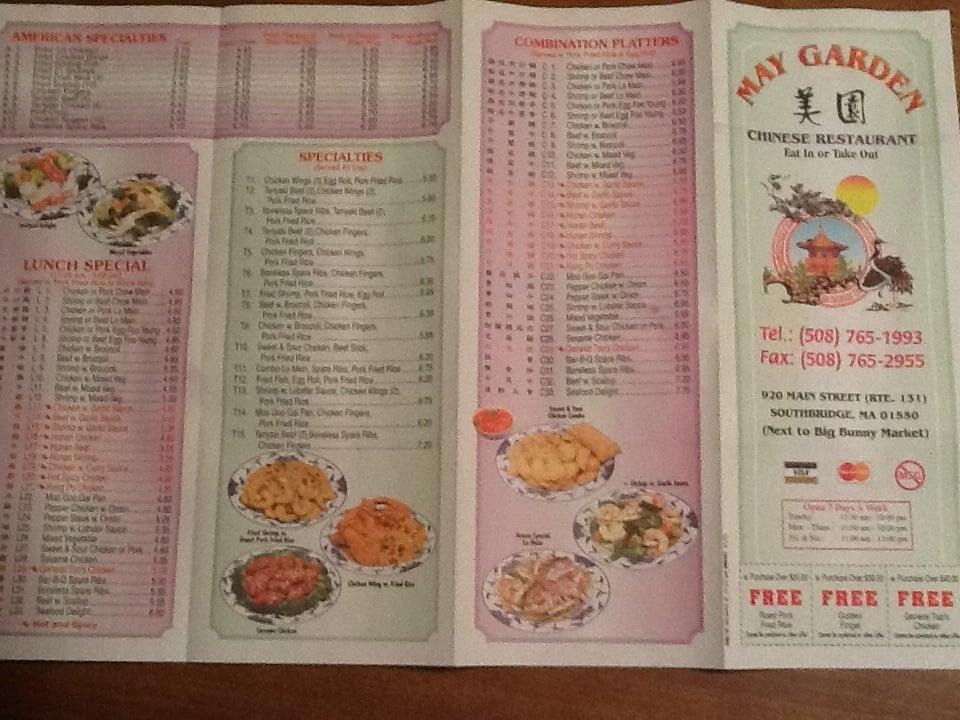 Menu at May Garden restaurant, Southbridge