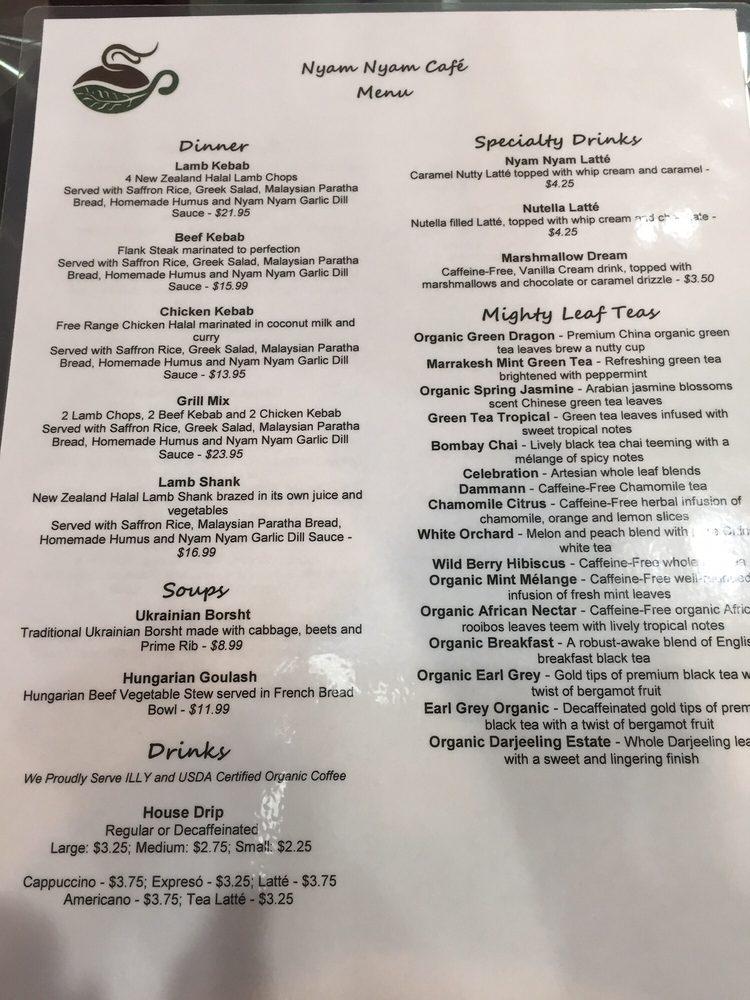 Menu at Nyam Nyam Cafe, Cypress
