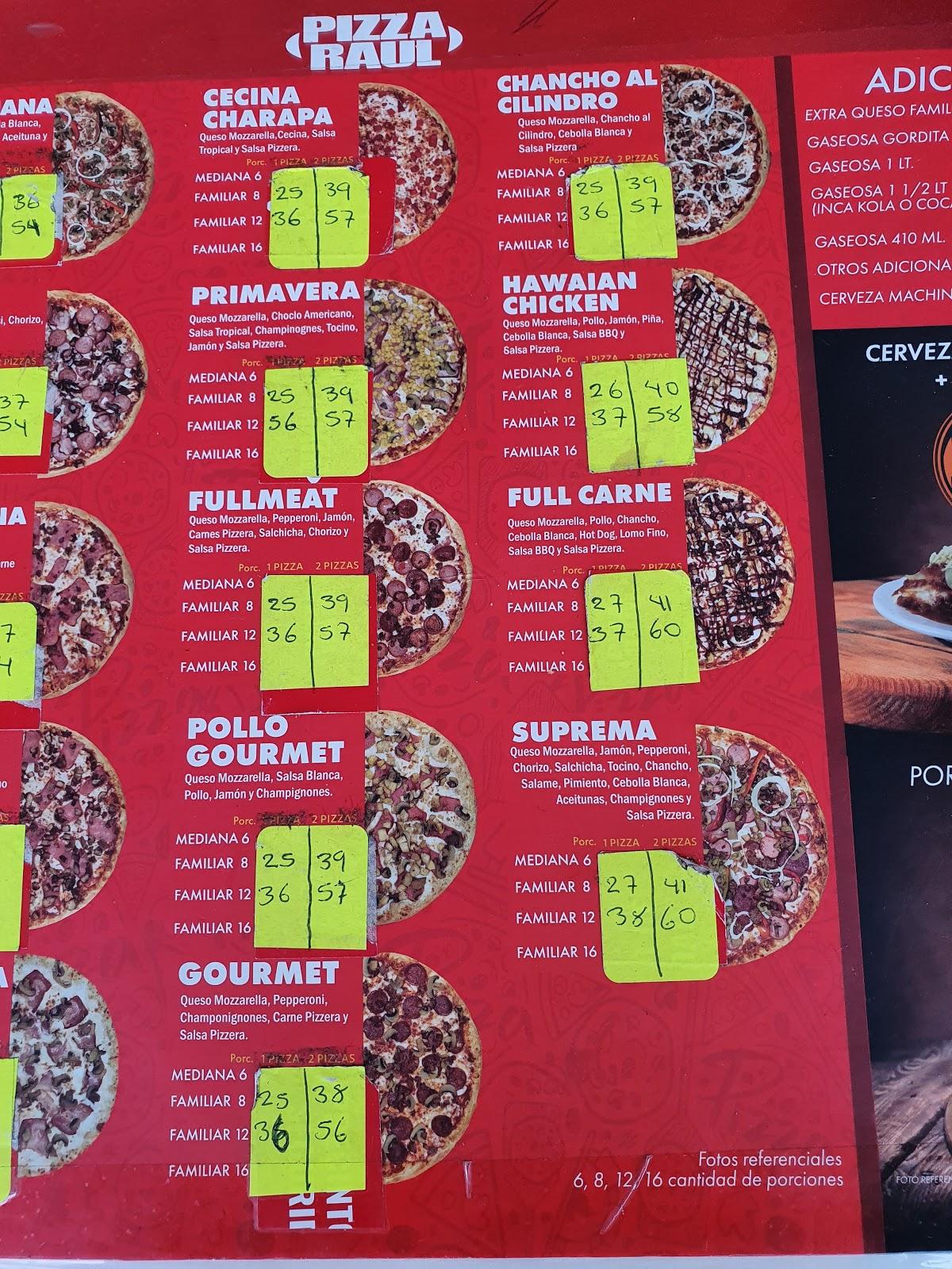 Menu at Pizza Raul restaurant, Independencia, Avenida Carlos Izaguirre