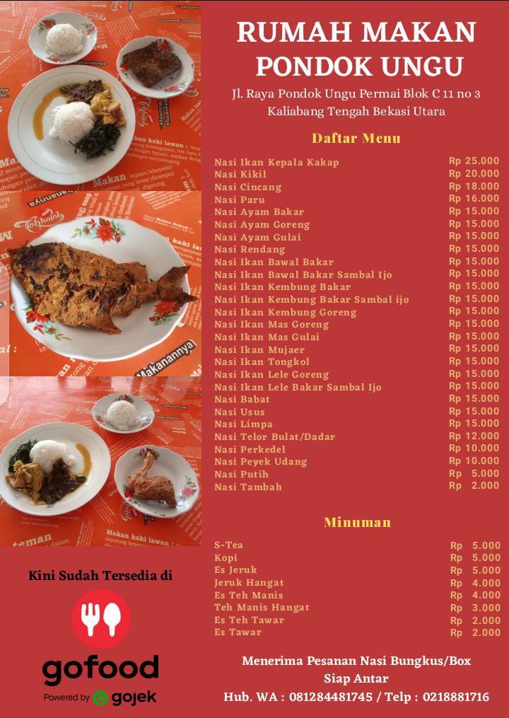 Menu at Rumah Makan Pondok Ungu restaurant, Bekasi Regency, Jl. Raya Pd ...