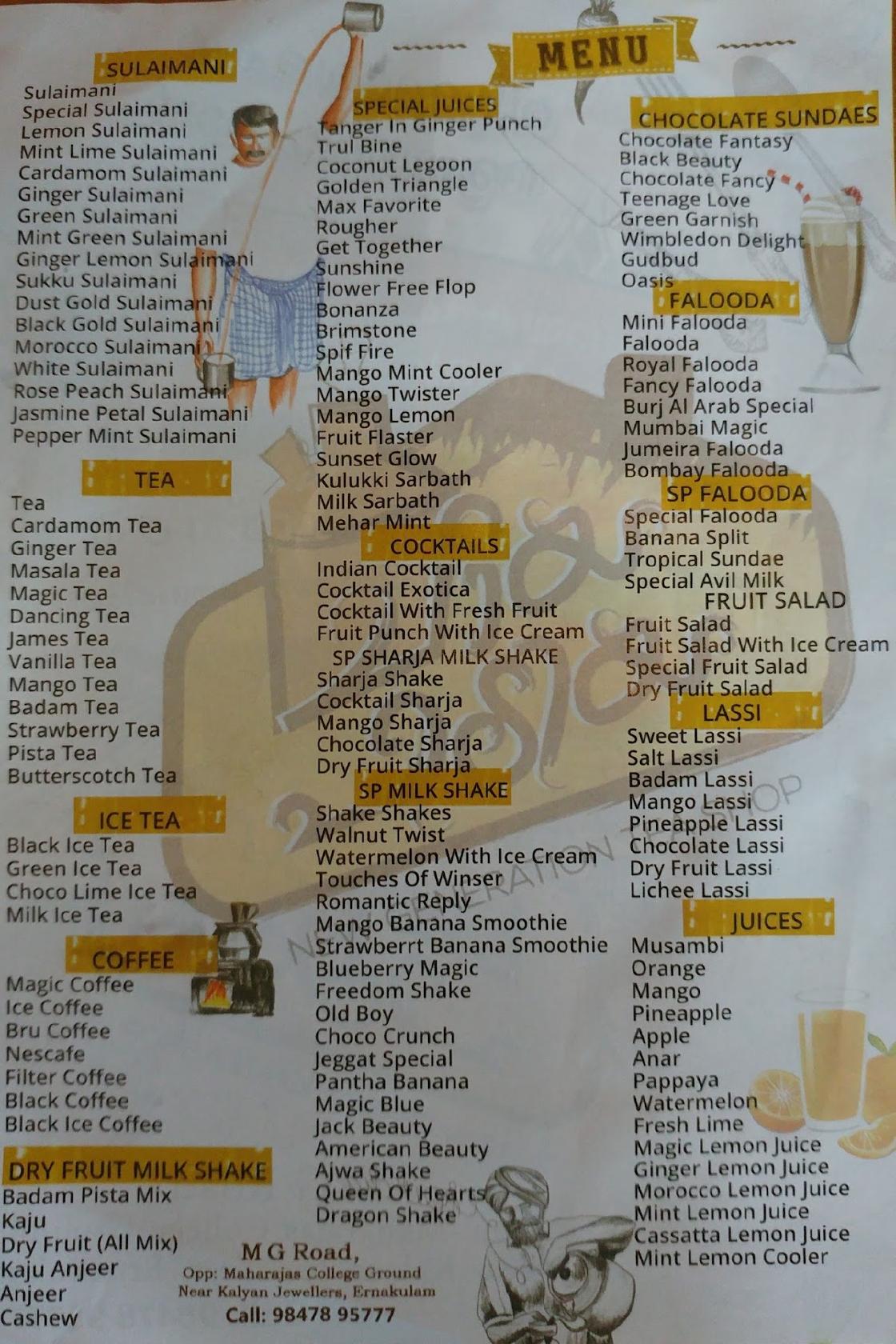 Menu at Chaya Peediya, Kochi, 40/954