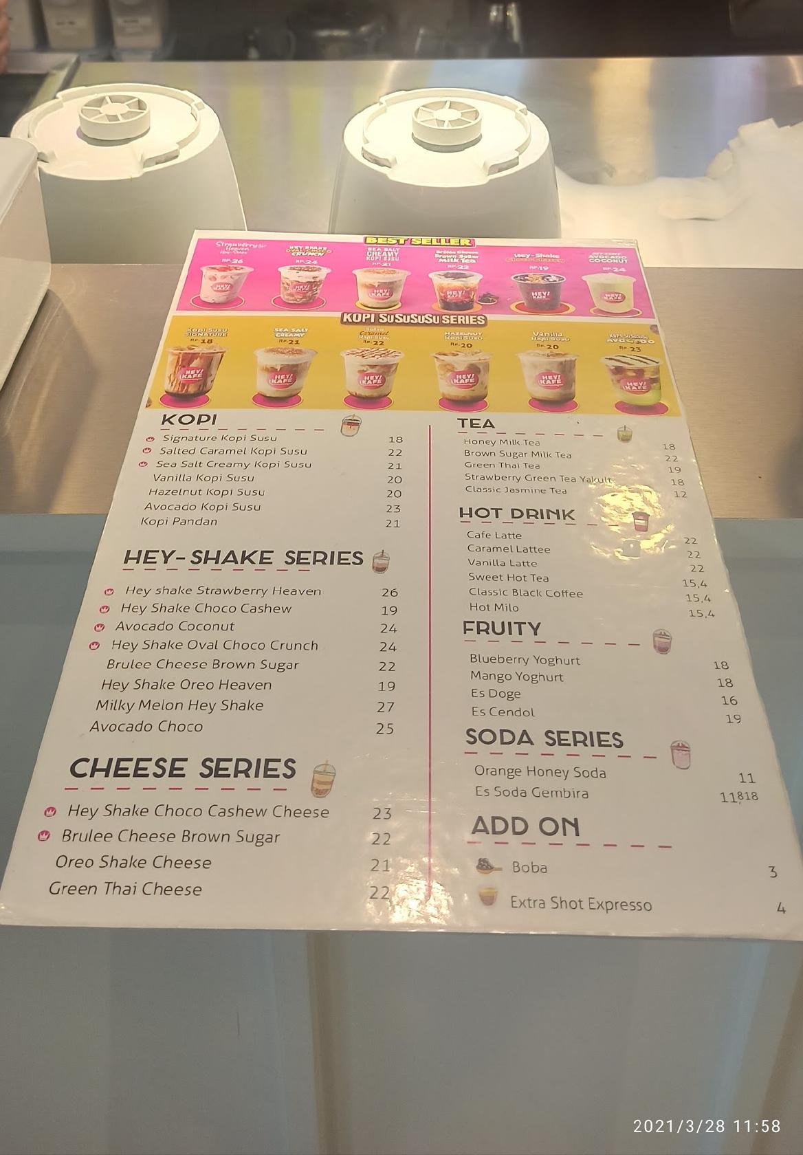 Menu at Hey! Kafe - Tanah Kusir cafe, South Jakarta