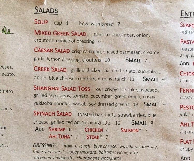 Menu at Divots Restaurant, Hood River