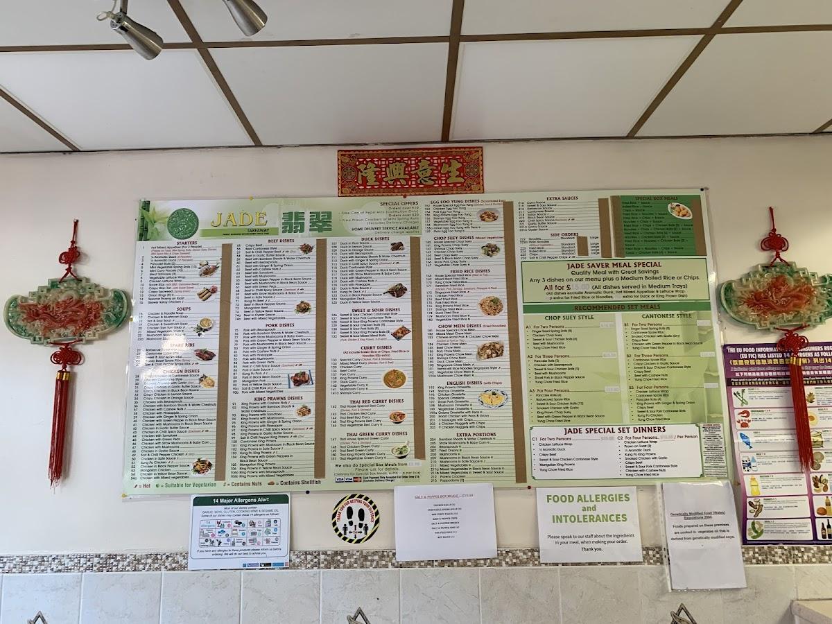 Menu at Jade Chinese fast food, Bridgend
