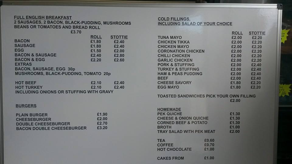 Menu at Little Paul's Pantry cafe, Ashington