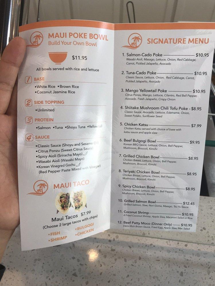 Menu at Maui Fresh Grill restaurant, Irving