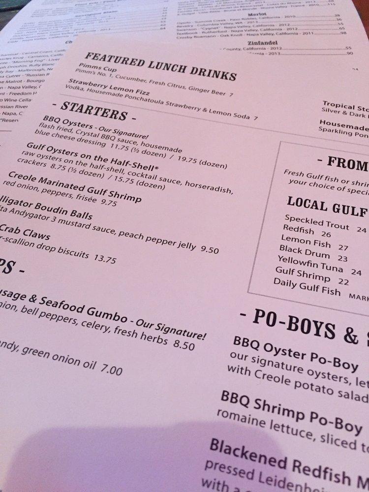 Menu at Red Fish Grill restaurant, New Orleans