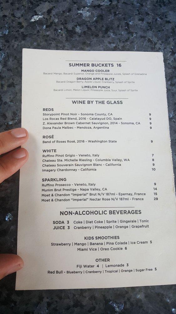 Menu at Sky Bar, Virginia Beach