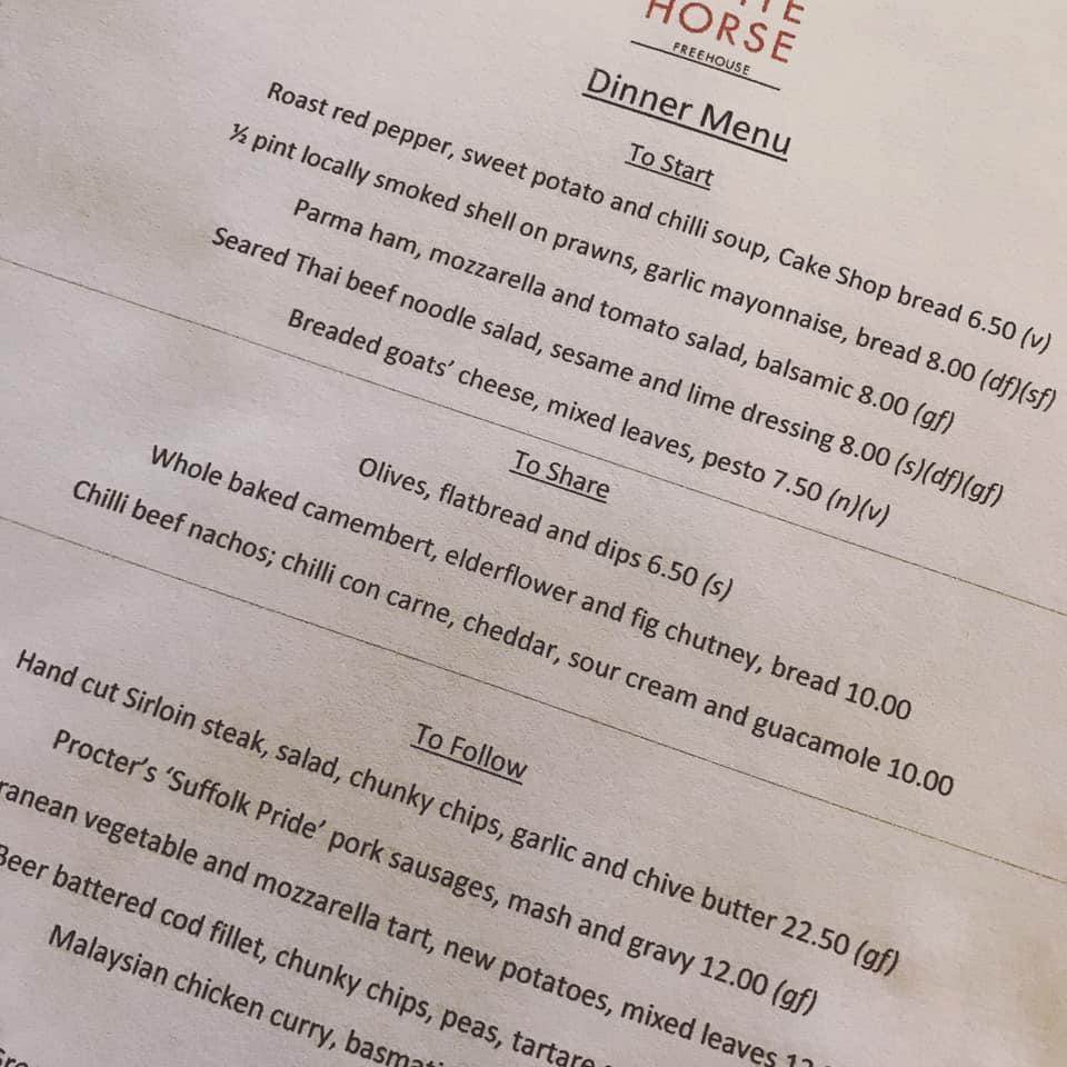 Menu at White Horse Easton pub & bar, Easton, The Street