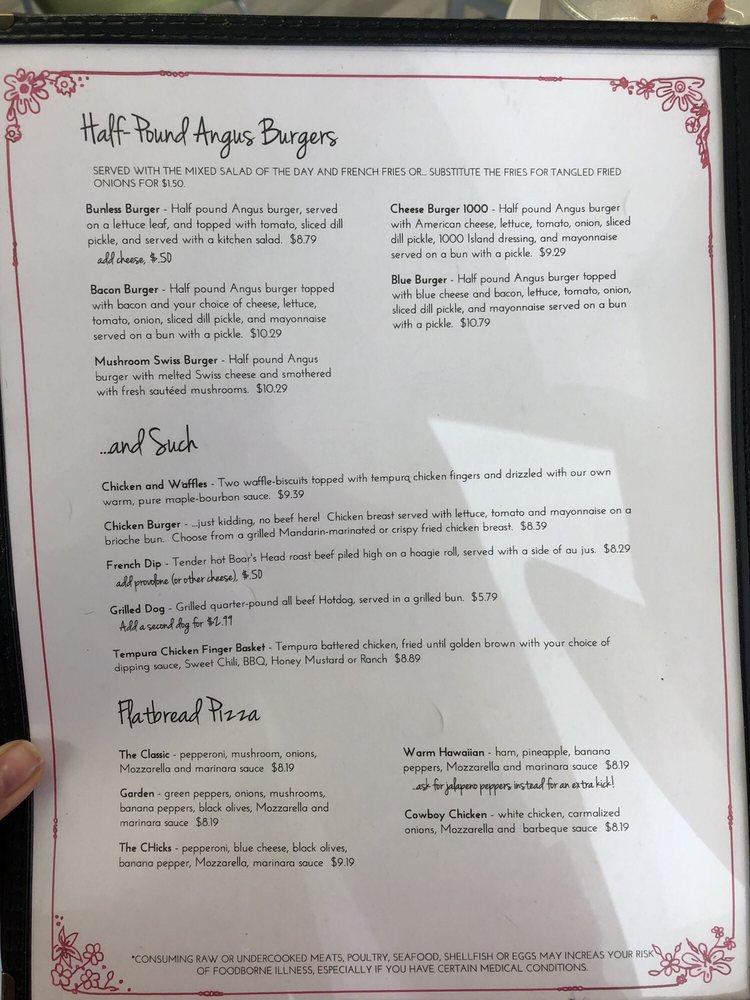 Menu at Zoe's Sweet Kitchen restaurant, Port Charlotte