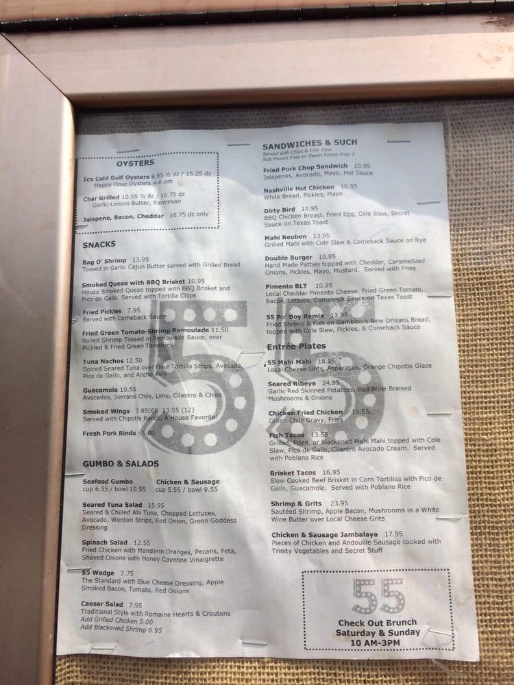 Menu at 55 South pub & bar, Franklin, 403 Main St