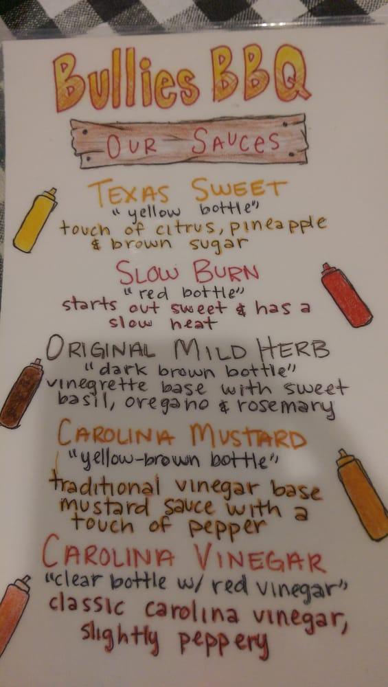 Menu at Bullies BBQ, Hilton Head Island