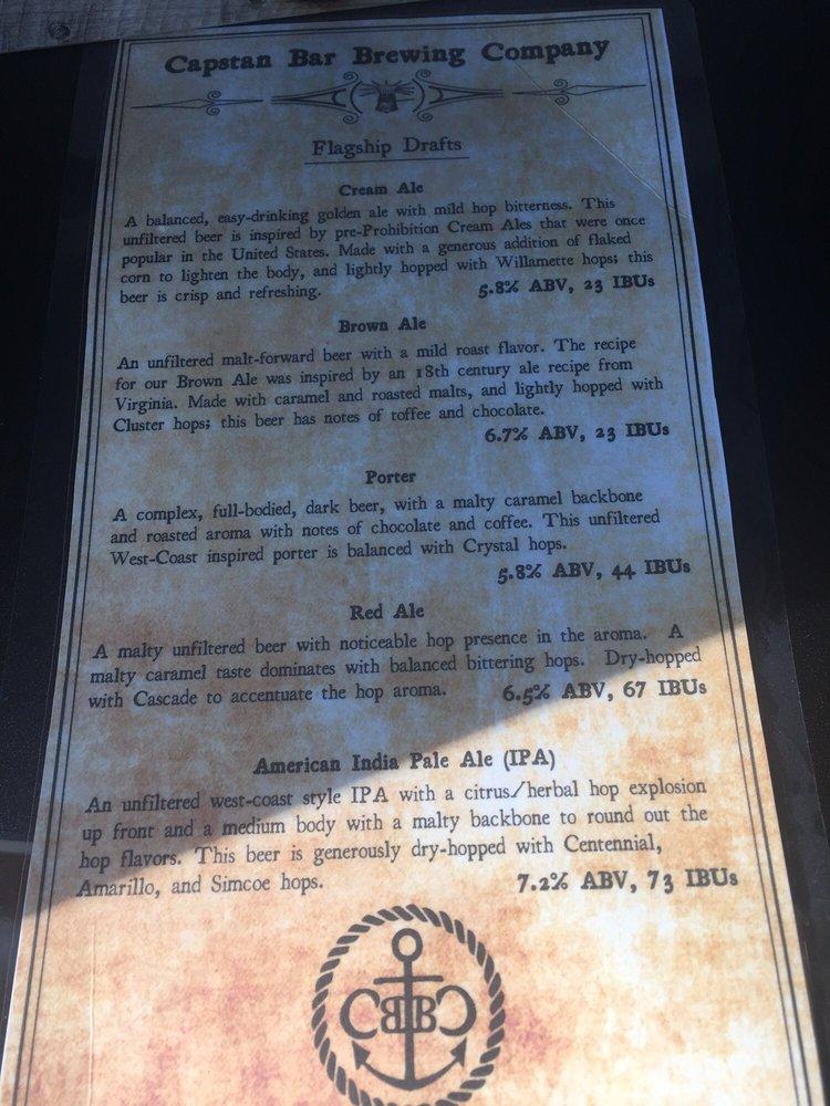 Menu at Capstan Bar Brewing Company, Hampton