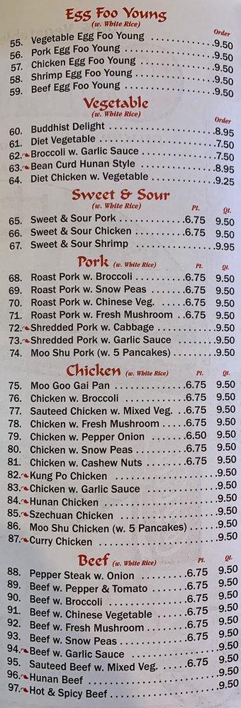 Menu at China Wok restaurant, Eaton