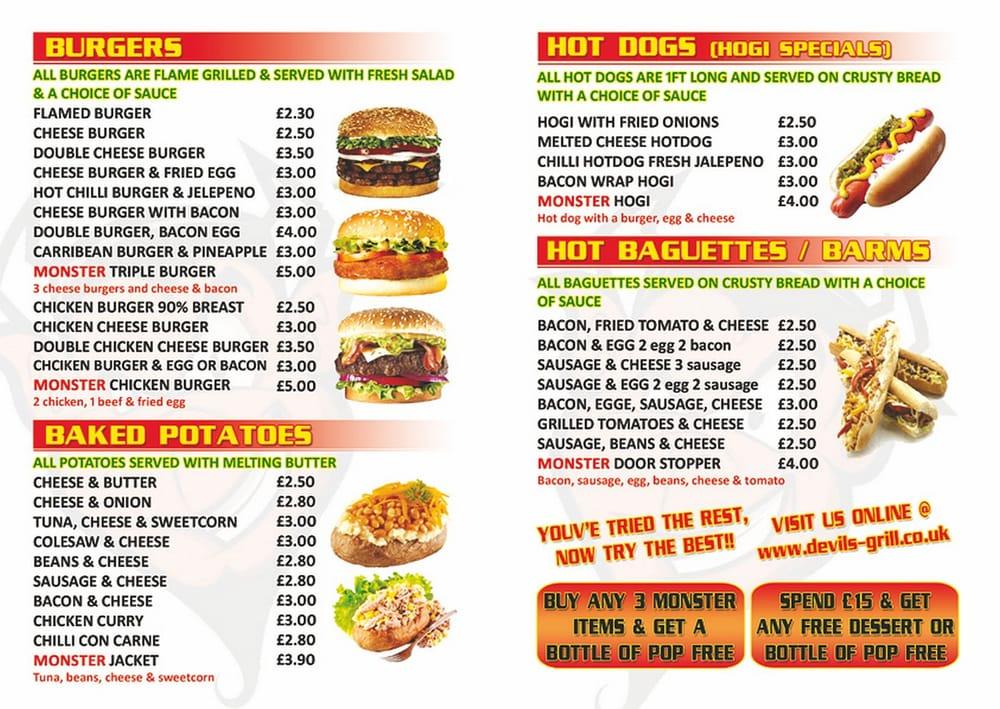 Menu at Devils Grill fast food, Warrington