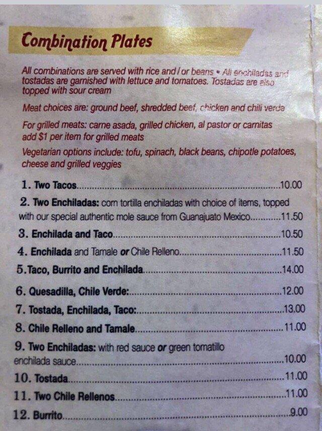 Menu at El Chipotle Mexican & American Food restaurant, Arcata