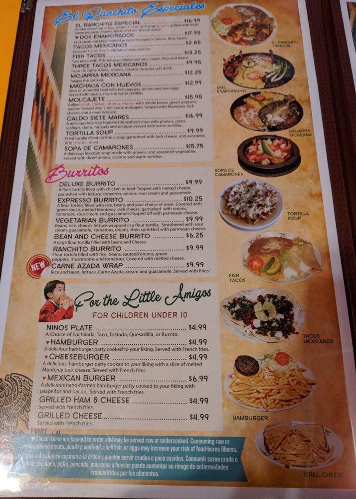Menu at El Ranchito Family Mexican Restaurant, Lynden