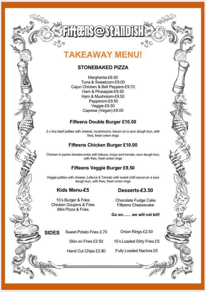 Menu at Fifteens @ Standish pub & bar, Wigan