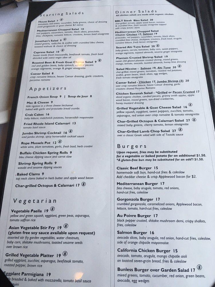 Menu at Jonathan's Restaurant New Hyde Park, Garden City Park