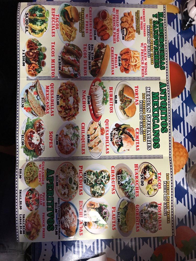 Menu at La Lomita restaurant, New York City