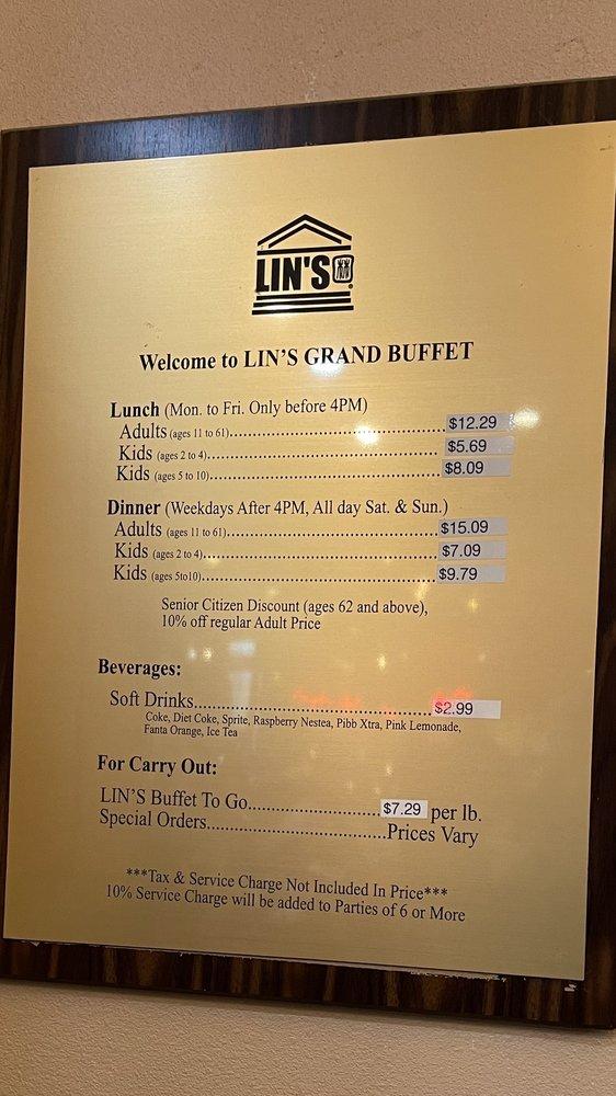 Menu at Lin's Grand Buffet -Baseline restaurant, Phoenix, E Baseline Rd