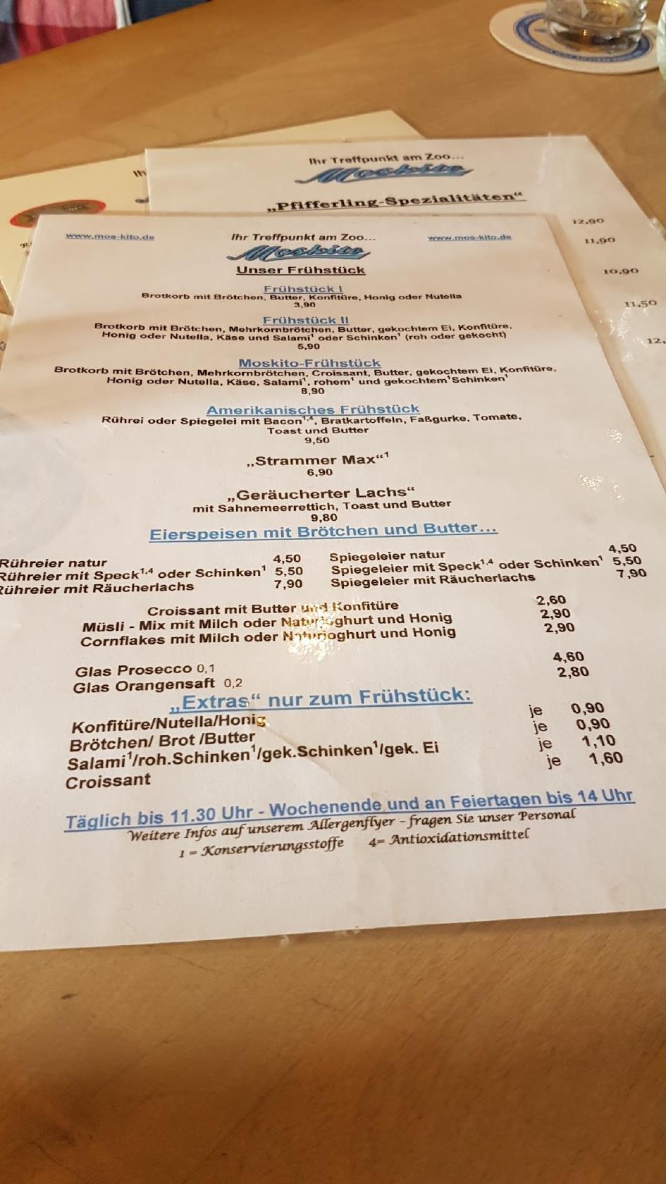 Speisekarte von Moskito - Regionale Küche Düsseldorf restaurant ...