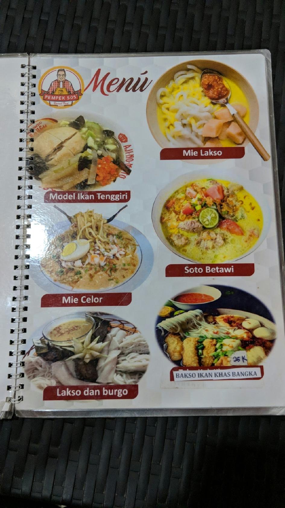 Menu at PEMPEK 505z Variant Food restaurant, Indonesia